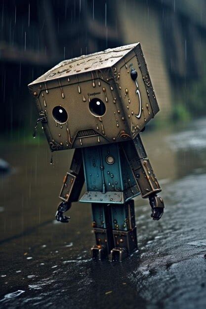 Sad Box Toys On Rain Premium Ai Generated Image