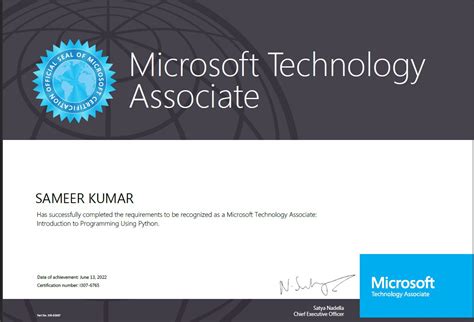 Sameer Kumar On Linkedin Completed Microsoft Python Certification