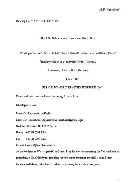 Pdf The Affect Misattribution Procedure Hot Or Not