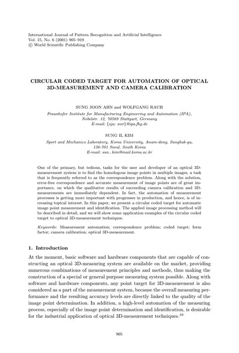 Pdf Circular Coded Target For Automation Of Optical 3d Measurement