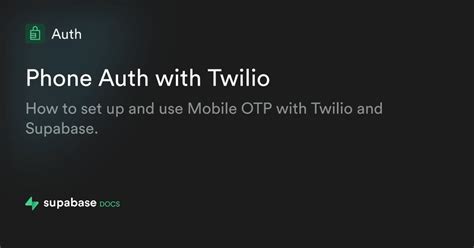 Phone Auth With Twilio Rsupabase