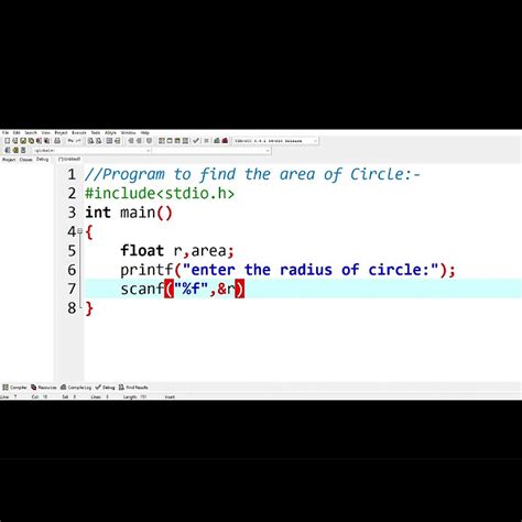 Program To Find The Area Of Circle In C Programming Language Youtube