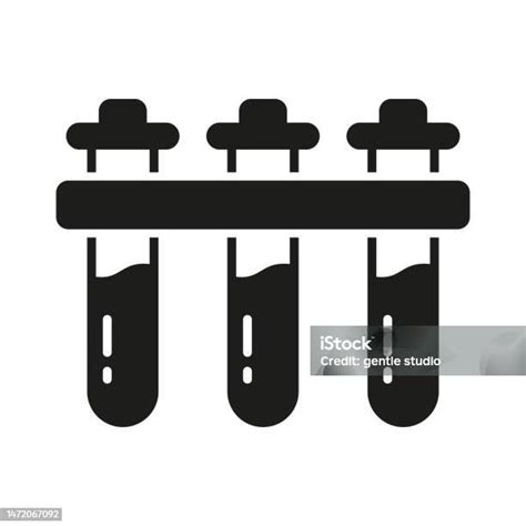 실험실 랙 실루엣 아이콘에 설정된 테스트 튜브입니다 화학 연구 비커 기호입니다 화학 과학 실험 픽토그램용 플라스크 의료 실험실 샘플 아이콘입니다 고립된 벡터 그림 3가지