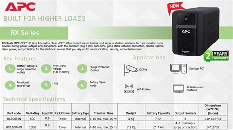 Apc Back Ups 600va Tower 230v 3 3 Pin 6a Outlets Avr W O Auto