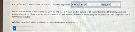 Solved Use The Students T Distribution Calculator To
