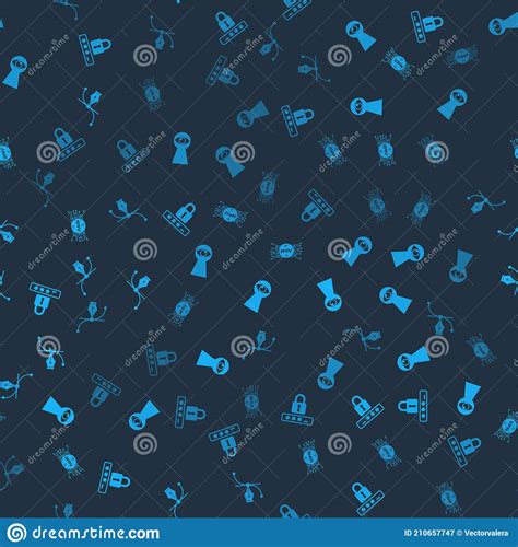 Set Password Protection Keyhole With Eye VPN Microchip Circuit And Bezier Curve On Seamless