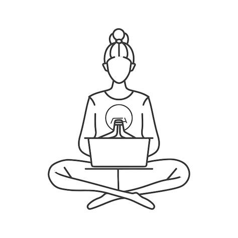 Woman Sitting In A Lotus Pose With A Laptop Premium Ai Generated Vector