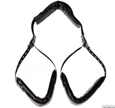 Neck To Leg Sex Restraint System Bdsm Bondage Sex Slave Set Open Leg Belt Leather Handcuffs Neck