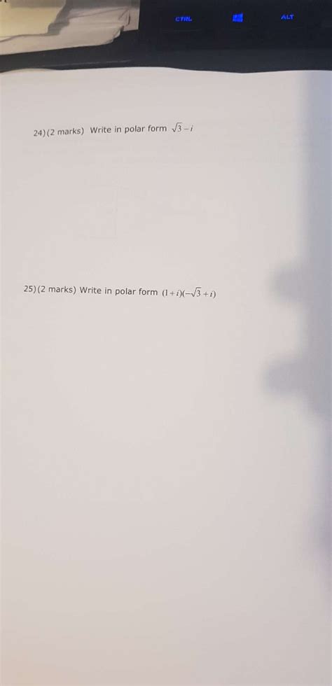 Solved ALT CTRL Marks Write In Polar Form I Chegg Com