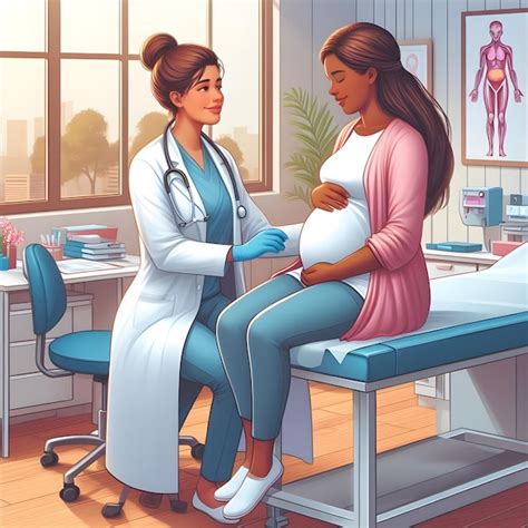 Premium Photo Illustration Of A Pregnant Woman Being Examined By A
