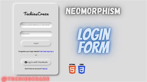 Login Form Card With Neomorphism Effect Using Html And Css Techiescraze Youtube