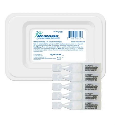 Restasis Cyclosporine 005 Eye Drops For Dry Eye 55ml Single Dose