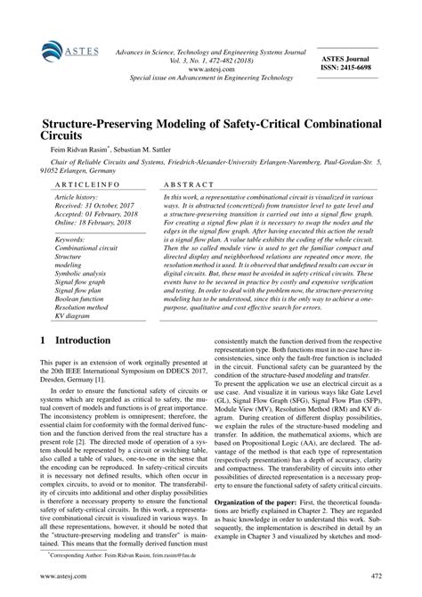 Pdf Structure Preserving Modeling Of Safety Critical Combinational Circuits