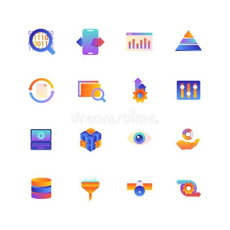 Set Of Data Vector Gradient Icons Editable Color Stock Vector