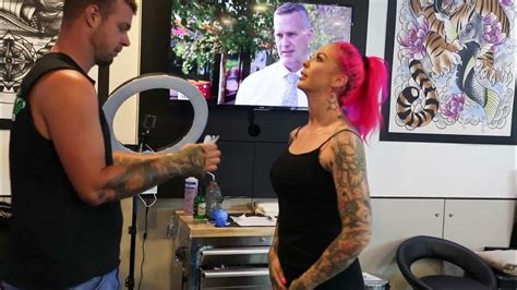 Miss Inked Nadine Throat Tattoo Pt1 Youtube