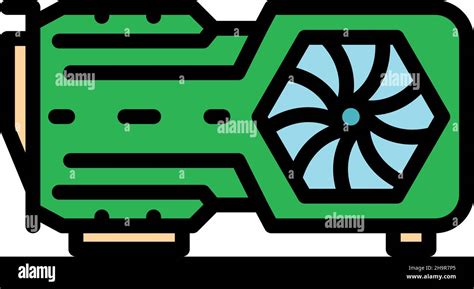 Gpu Display Card Icon Outline Gpu Display Card Vector Icon Color Flat Isolated Stock Vector