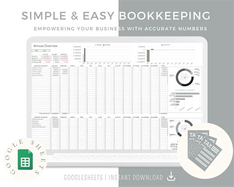Easy Simple Bookkeeping Template Google Sheets Income And Expense Tracker Accounting Sales Tax