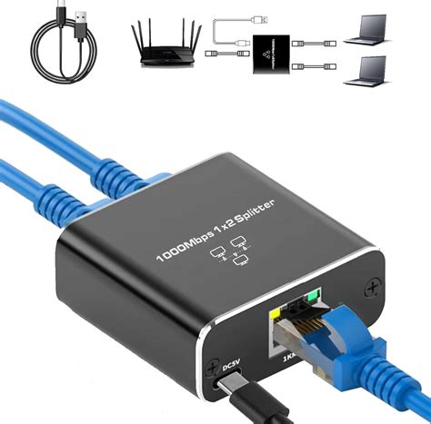 Pushua Ethernet Splitter 1 To 2 High Speed 1000mbps