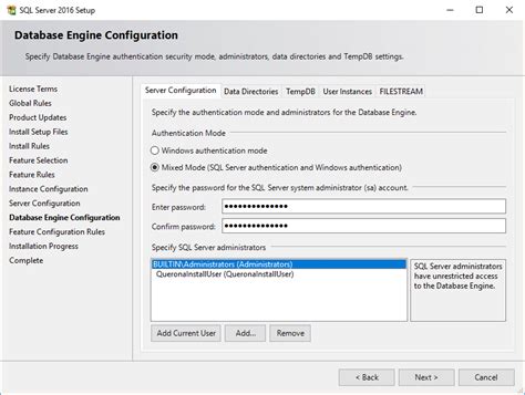 Installation Of Sql Server Engine — Product Documentation