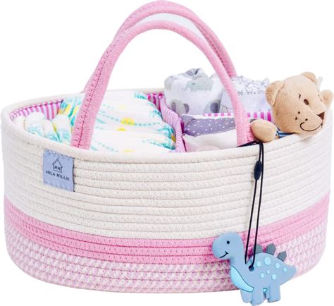 Cotton Rope Diaper Caddy Pink Mila Millie