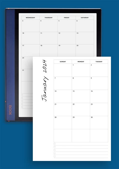 Printable Monthly Notes Calendar