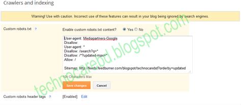 How To Add Custom Robottxt To Blogger Crawlers And Indexing