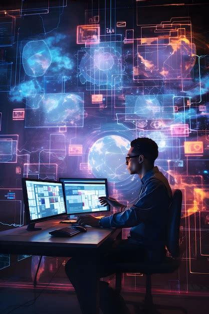 Premium Photo Futuristic Interaction Between Human And Artificial Intelligence In A Digital