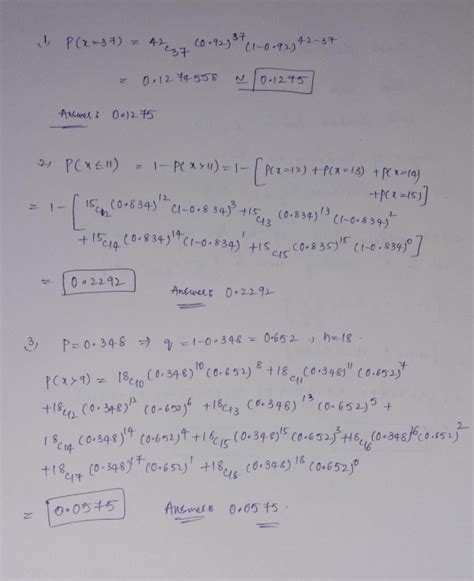 1 a binomial experiment is conducted with the given parameters