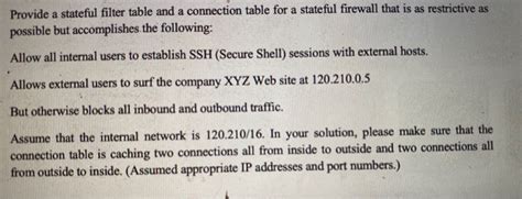 Provide A Stateful Filter Table And A Connection