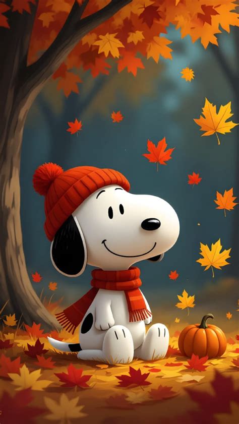 Autumn Snoopy Wallpapers Snoopy Fall Wallpaper Iphone Happy Monday