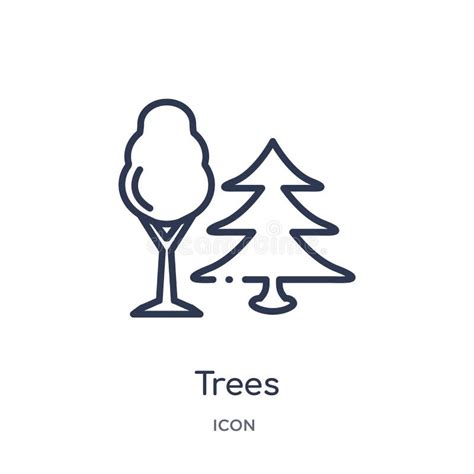 Linear Trees Icon From Camping Outline Collection Thin Line Trees Vector Isolated On White