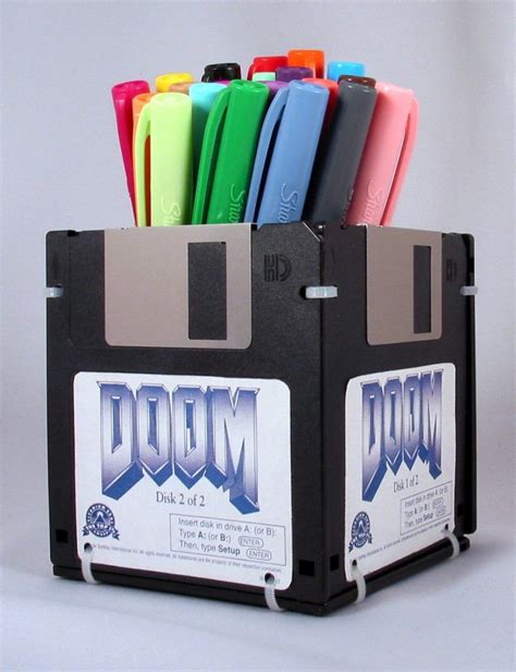 DOOM Video Game Floppy Disk Pen And Pencil Holder GeekGearStore