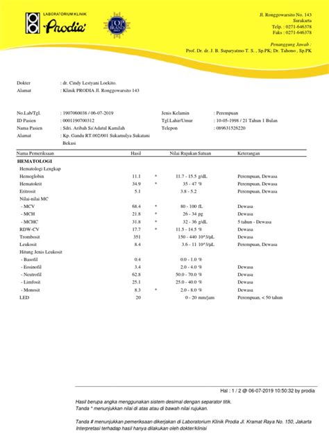 Lab Result 1907060038 Pdf
