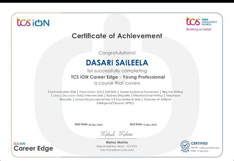 Dasari Saileela On Linkedin Tcs Young Career
