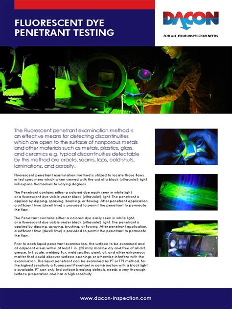 Dacon Fluorescent Dye Penetrant Testing Fpt Pdf