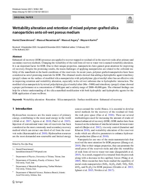 Pdf Wettability Alteration And Retention Of Mixed Polymer Grafted