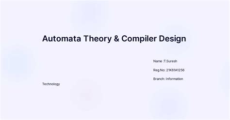Automata Theory And Compiler Design