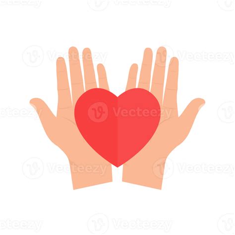 Flat Style Heart In Open Hands Concept Of Love And Care Graphic
