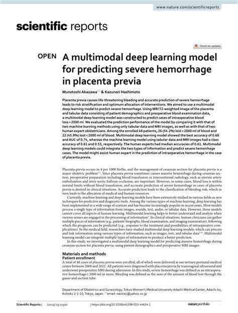 Pdf A Multimodal Deep Learning Model For Predicting Severe Hemorrhage