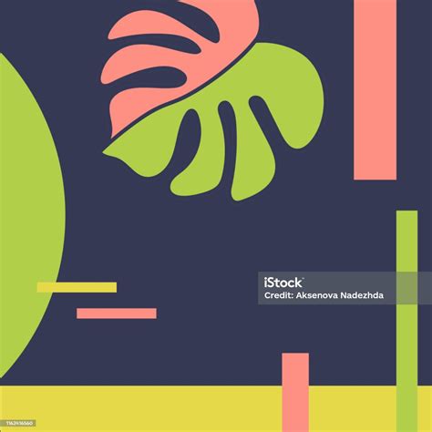 기하학적 모양과 열대 잎추상 벡터 패턴입니다 엽서 초대장 포스터 등 텍스트의 장소 0명에 대한 스톡 벡터 아트 및 기타 이미지