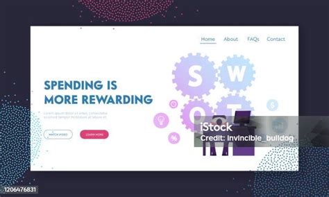 Swot 기업 전략 웹 사이트 방문 페이지 Pc 모니터와 책상에 누워 피곤 사업가 분석 강점 약점 기회 위협 웹 페이지 배너 만화 플랫 벡터 일러스트 개념에 대한 스톡 벡터