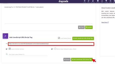 Custom JavaScript DrapCode