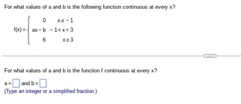 solved for what values of a and b ﻿is the following function