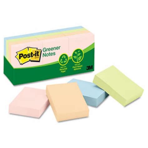 Post It Recycled Notes 138 X188 12pkg Assorted Pastel Colors 1 Kroger