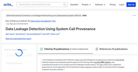 Data Leakage Detection Using System Call Provenance [scite Report]