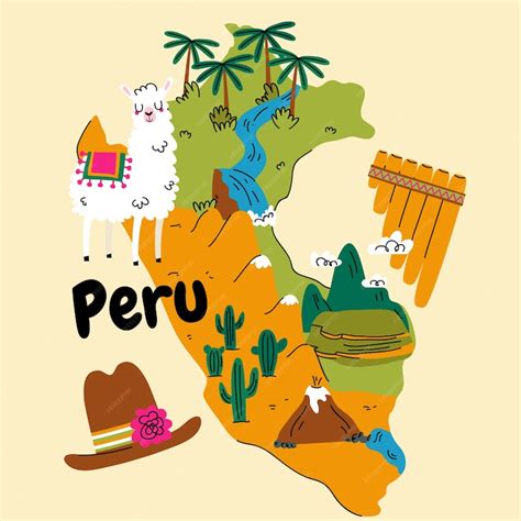 손으로 그린 페루 라마 그림 무료 벡터