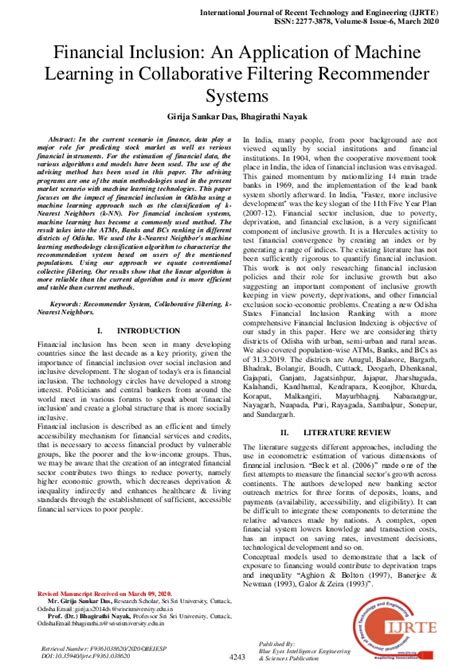 Pdf Financial Inclusion An Application Of Machine Learning In Collaborative Filtering