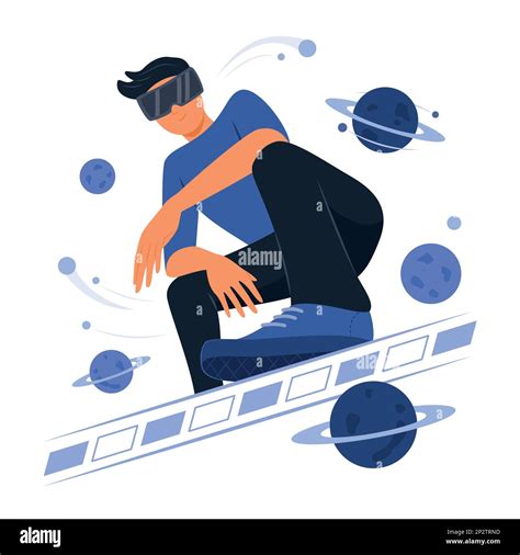 Teen Wearing Virtual Reality Headset Stock Vector Images Alamy