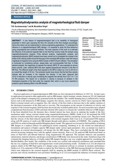 Pdf Magnetohydrodynamics Analysis Of Magnetorheological Fluid Damper