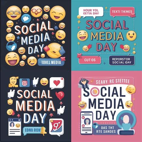 소셜 미디어 일러스트레이션 프리미엄 벡터